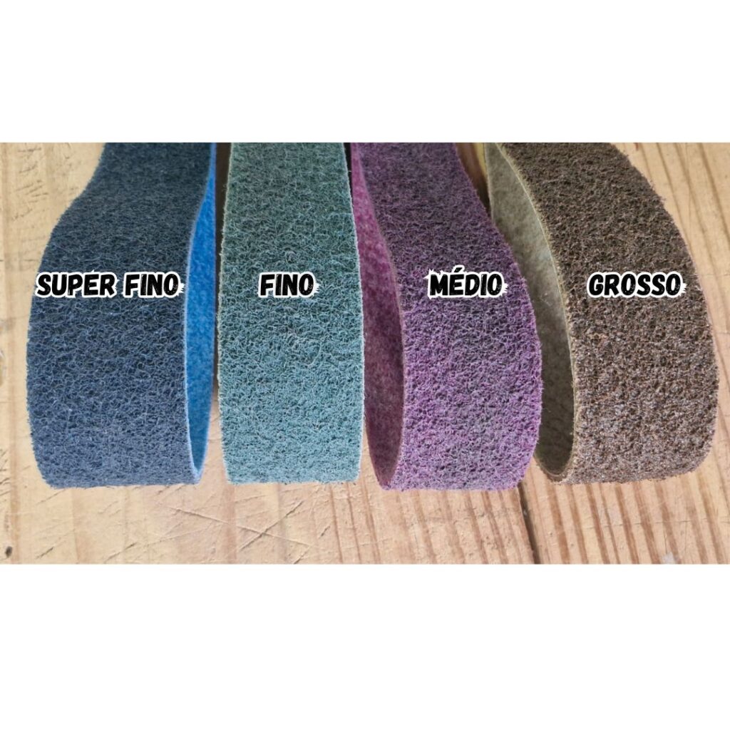 Lixa cinta tipo Scotch Brite (SCM/Surface) Azul, cinza(verde), vermelha ...